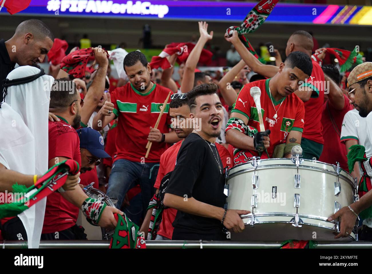 Morocco fans ahead of the FIFA World Cup Group F match at the Al Thumama Stadium, Doha, Qatar ...