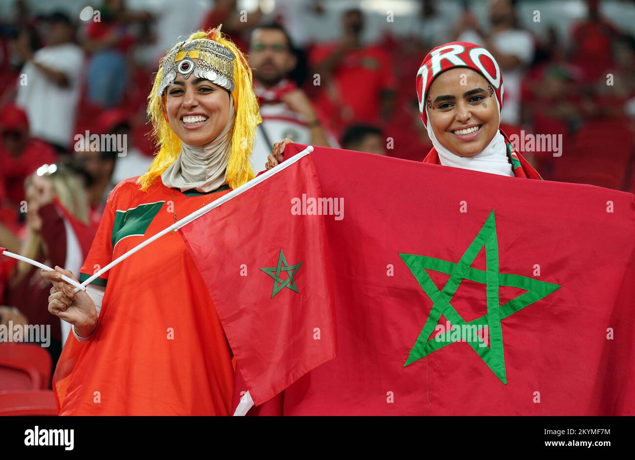 Morocco fans ahead of the FIFA World Cup Group F match at the Al Thumama Stadium, Doha, Qatar ...