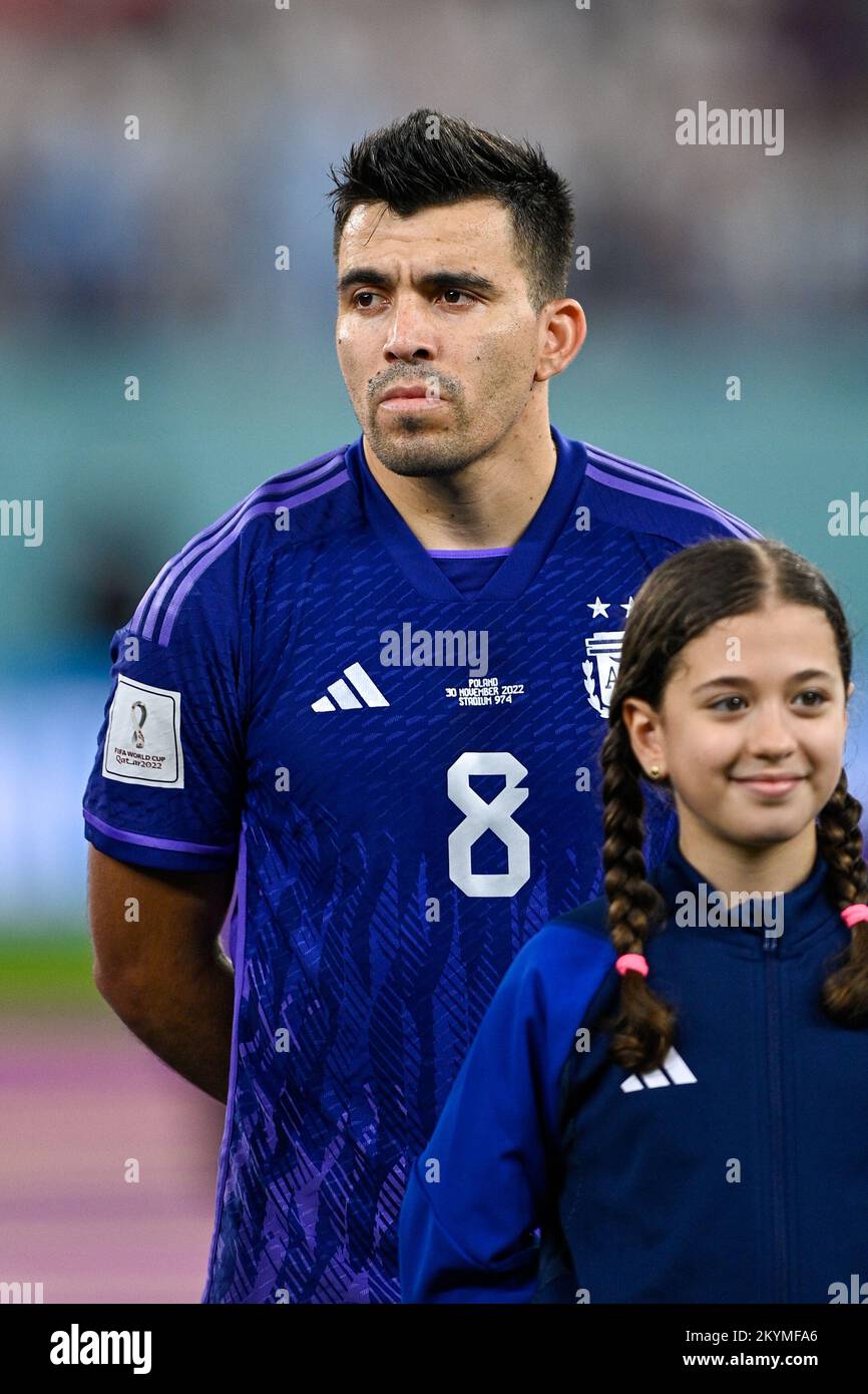 DOHA, QATAR - NOVEMBER 30: Marcos Acuna of Argentina looks on prior to ...