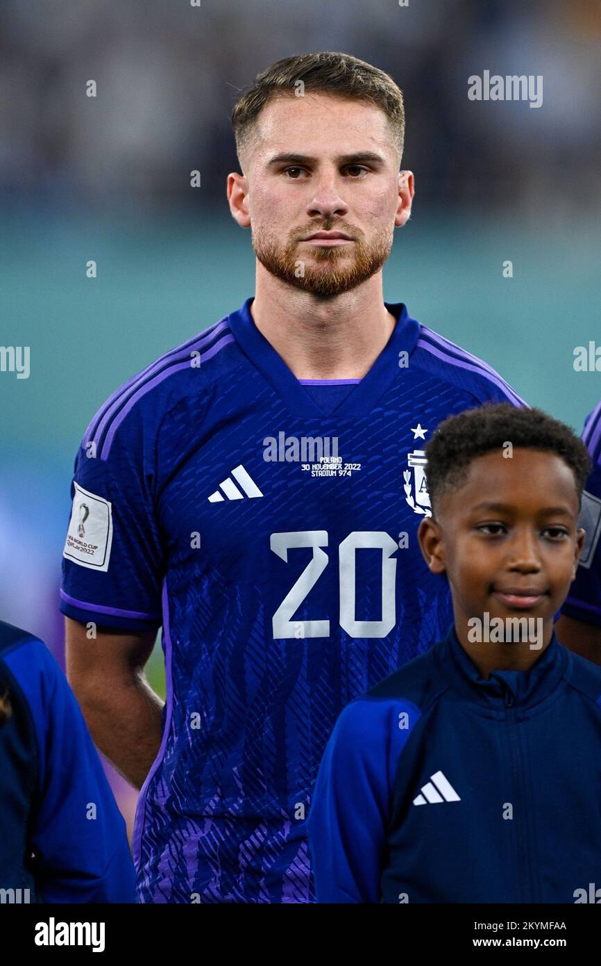 DOHA, QATAR - NOVEMBER 30: Alexis Mac Allister of Argentina looks on ...