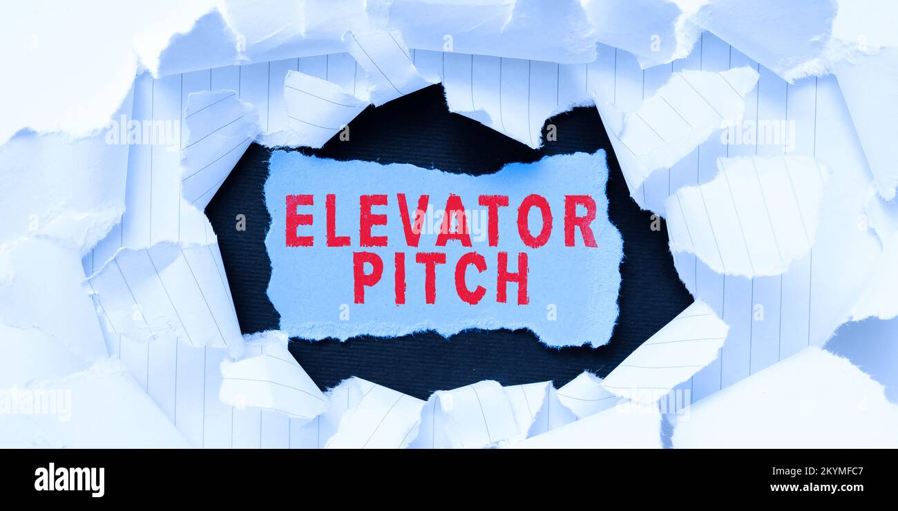 Hand writing sign Elevator Pitch. Business idea A persuasive sales ...