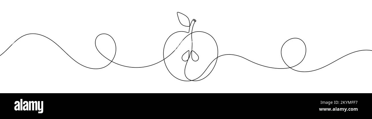 Apple sign in continuous line drawing style. Line art of apple icon ...