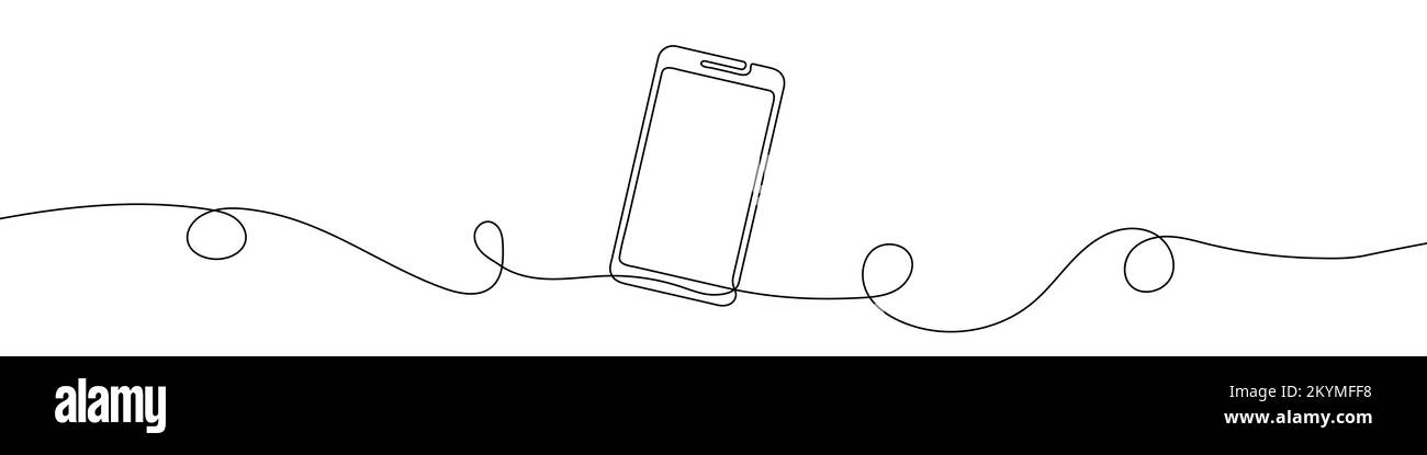 Smartphone symbol in continuous line drawing style. Line art of phone ...