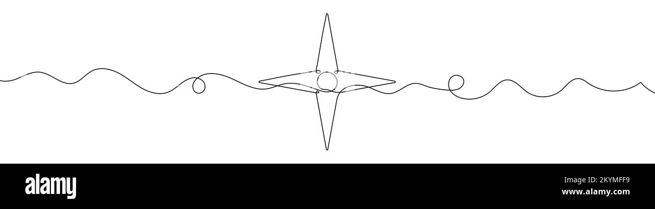 Compass symbol in continuous line drawing style. Line art of compass ...