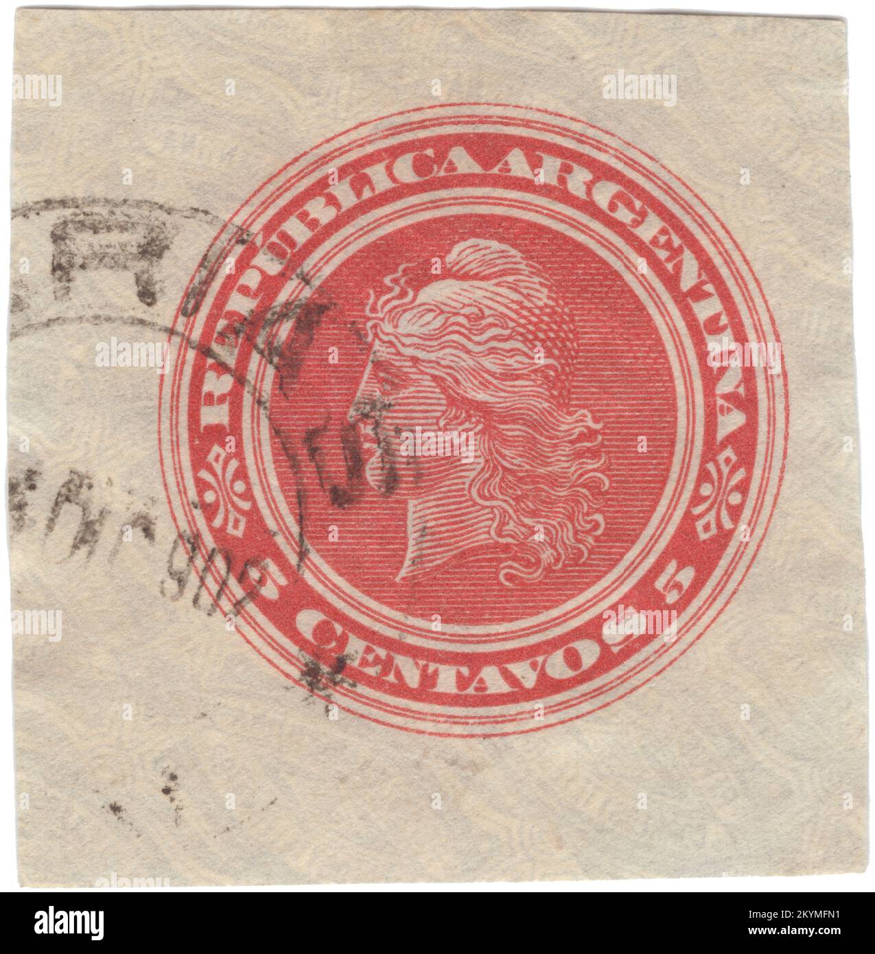 ARGENTINA - 1901: An fragment of original envelope with pre-printed 5 ...