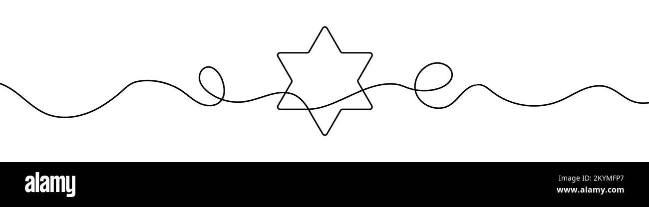 Star of David in continuous line drawing style. Line art of star of ...