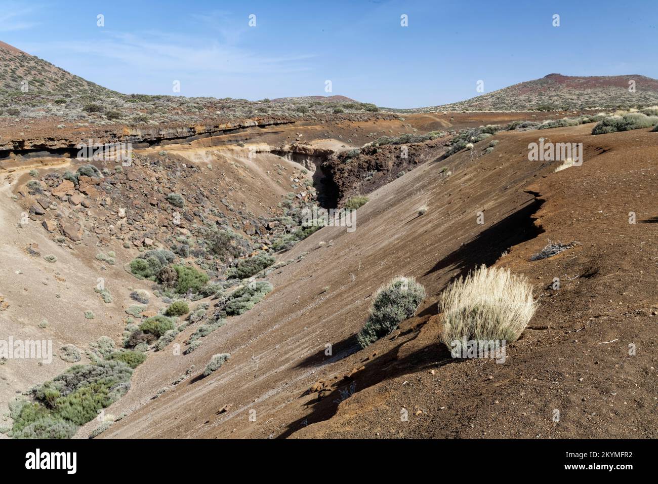 Eroded gulley between Montana El Cerrillar and Montana de las Arenas ...