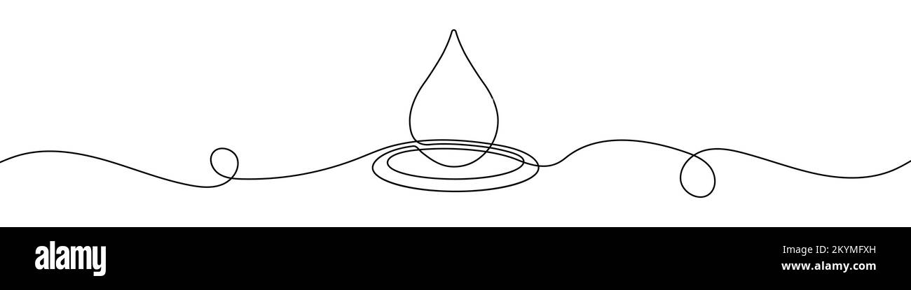 Water drop in continuous line drawing style. Line art of drop icon ...