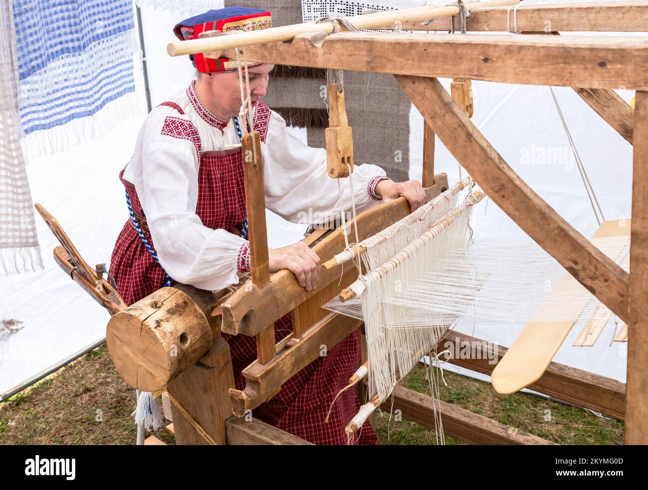 Novgorod, Russia - July 16, 2022: Woman in traditional national clothes ...