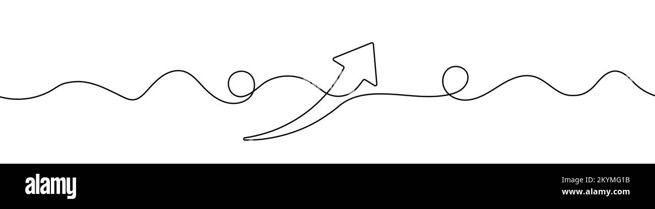 Arrow in continuous line drawing style. Line art of the arrow icon ...