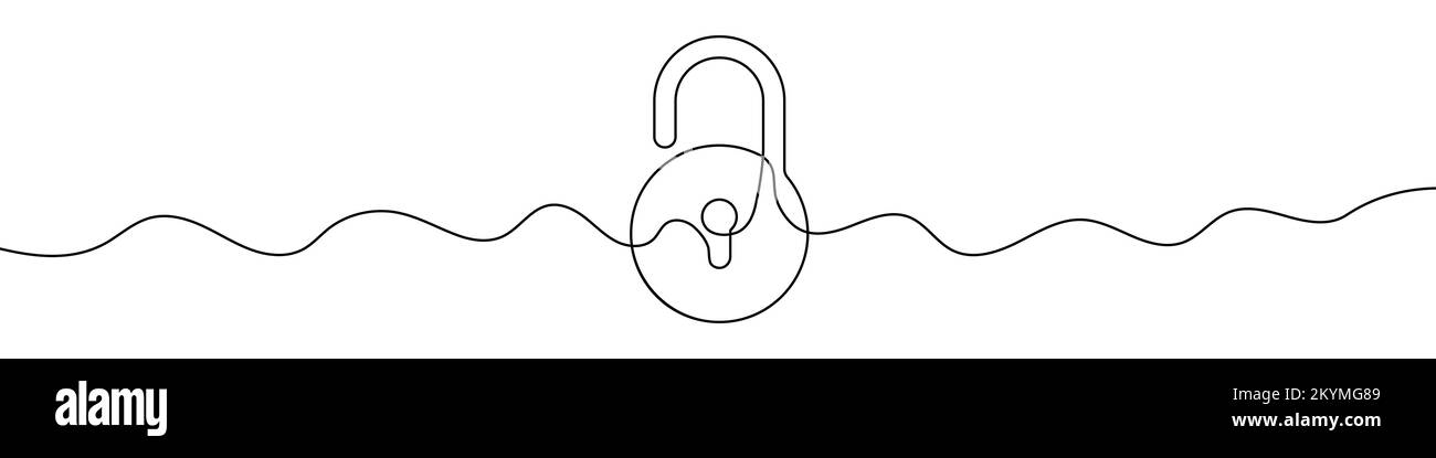 Padlock symbol in continuous line drawing style. Line art of lock icon ...