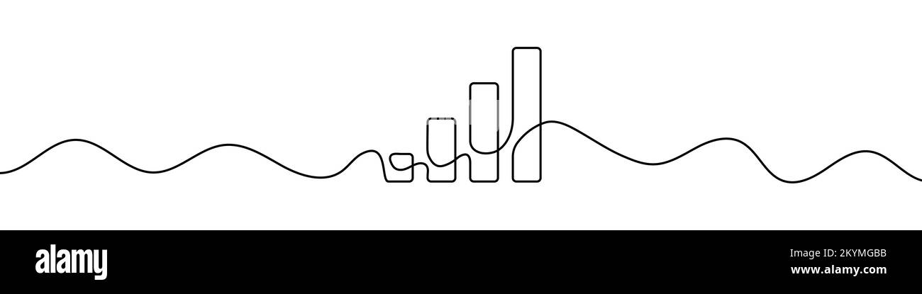 Growing graph in continuous line drawing style. Line art business chart ...