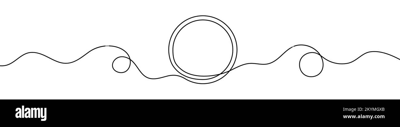 Round frame in continuous line drawing style. Line art of round frame ...