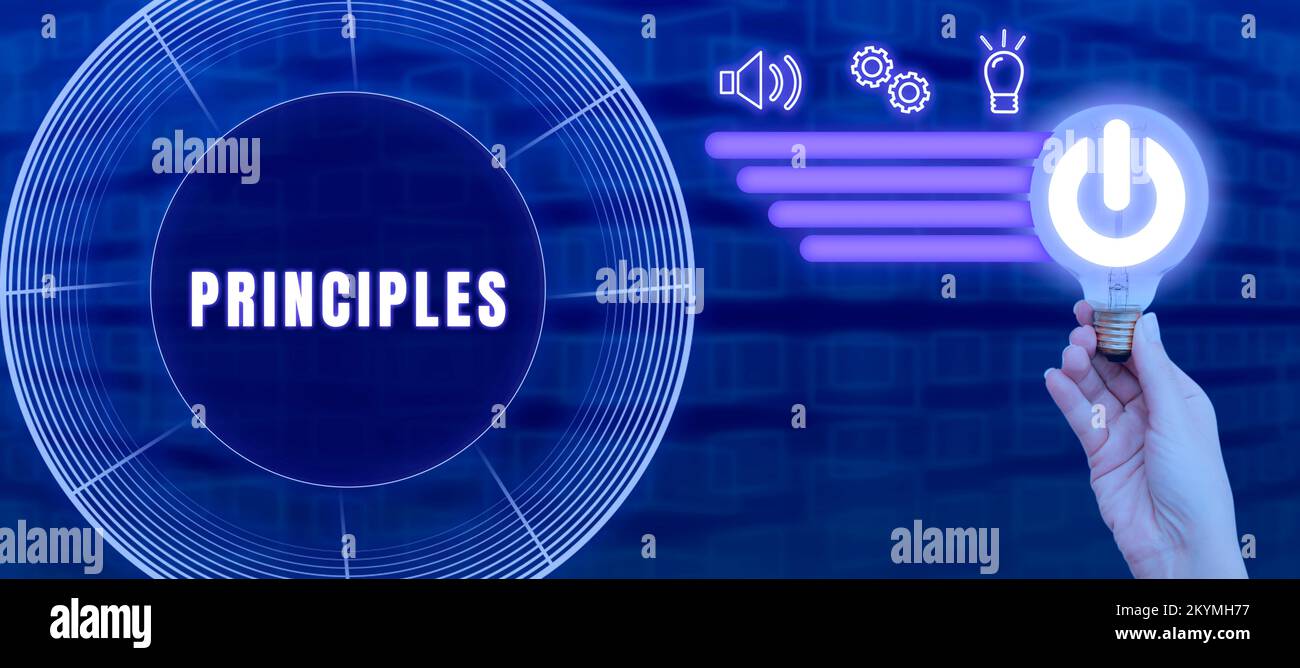 Conceptual caption Principles. Business approach fundamental truth that ...