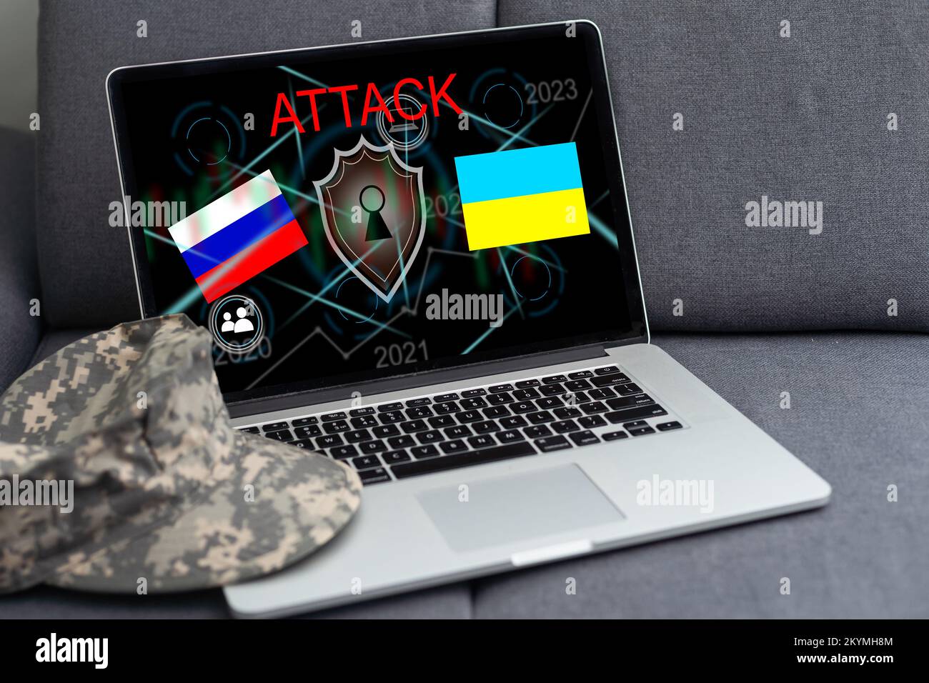 Cybercrime, hacking and technology crime. laptop, attack Russia ...