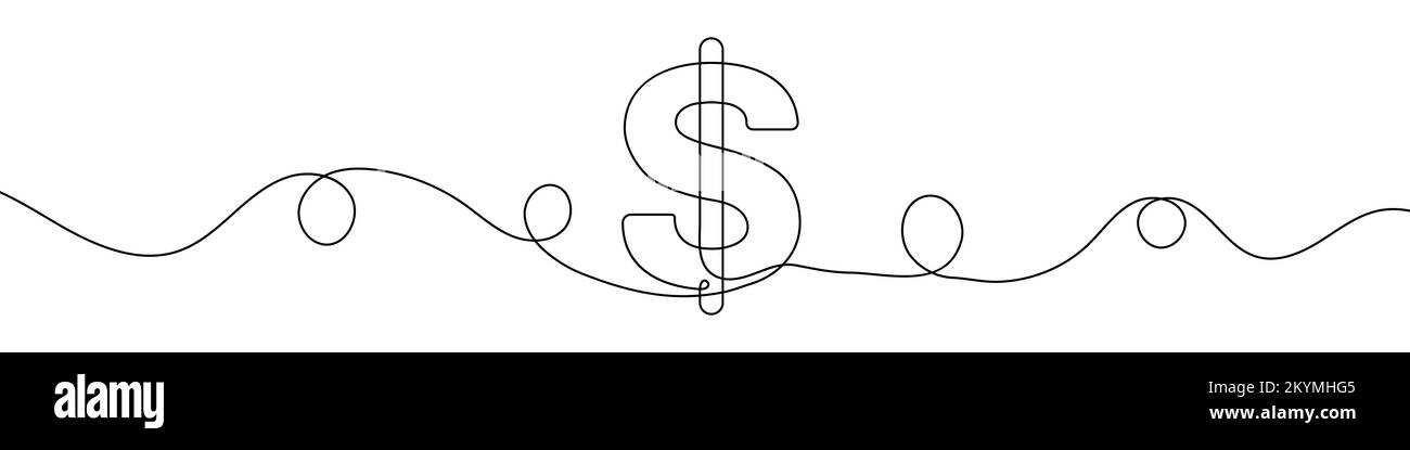 Dollar symbol in continuous line drawing style. Line art of dollar ...
