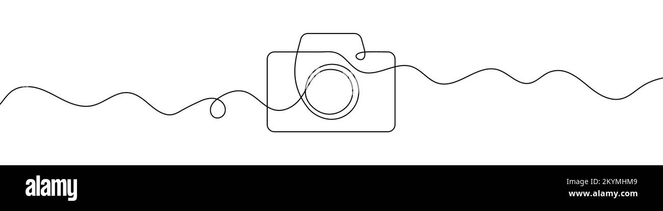 Camera icon in continuous line drawing style. Line art of photo camera ...