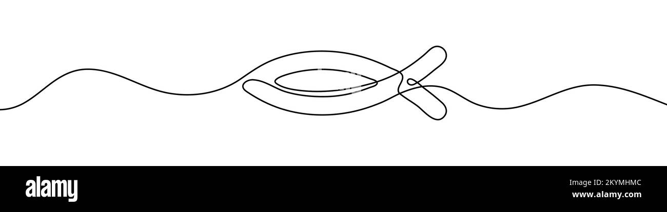 Christian fish icon in continuous line drawing style. Line art of of a ...
