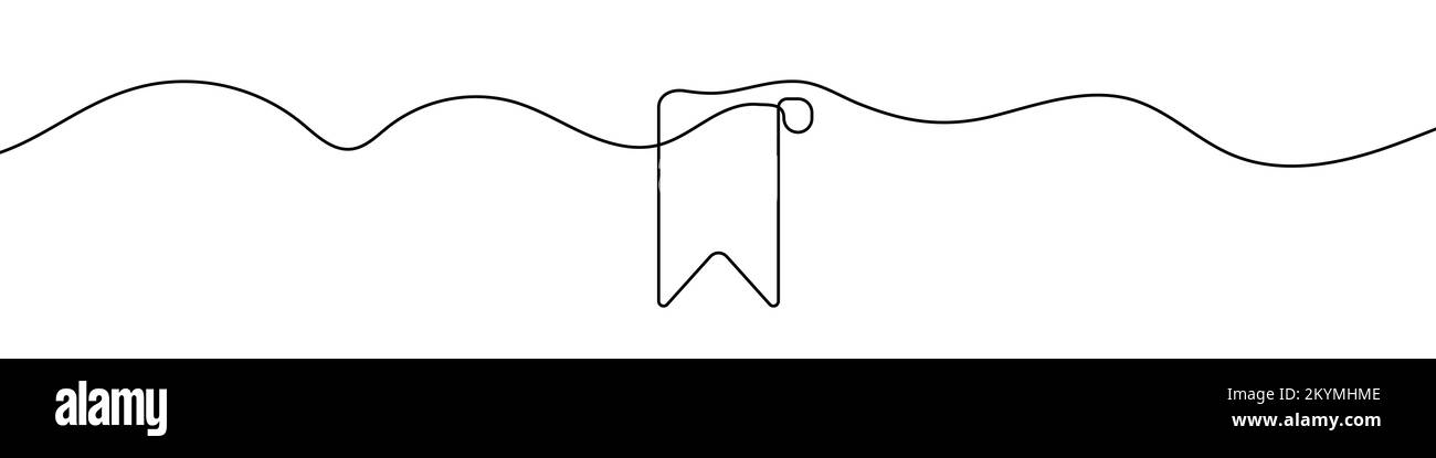 Bookmark icon in continuous line drawing style. Line art of bookmark ...