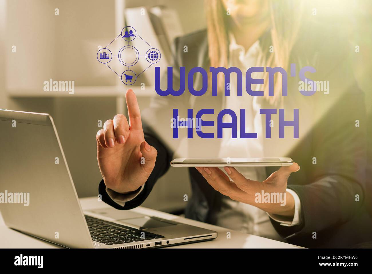 Text caption presenting Women's Health. Concept meaning Women's ...