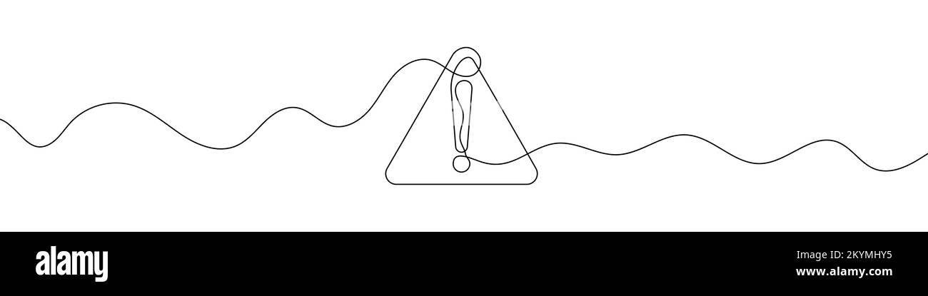 Exclamation mark in continuous line drawing style. Line art of of an ...