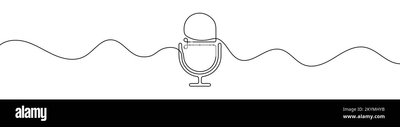 Microphone icon in continuous line drawing style. Line art of ...