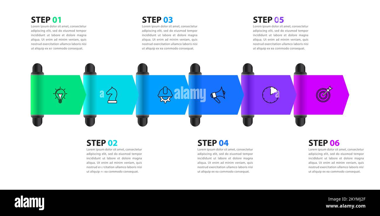 Infographic template with icons and 6 options or steps. Can be used for workflow layout, diagram ...