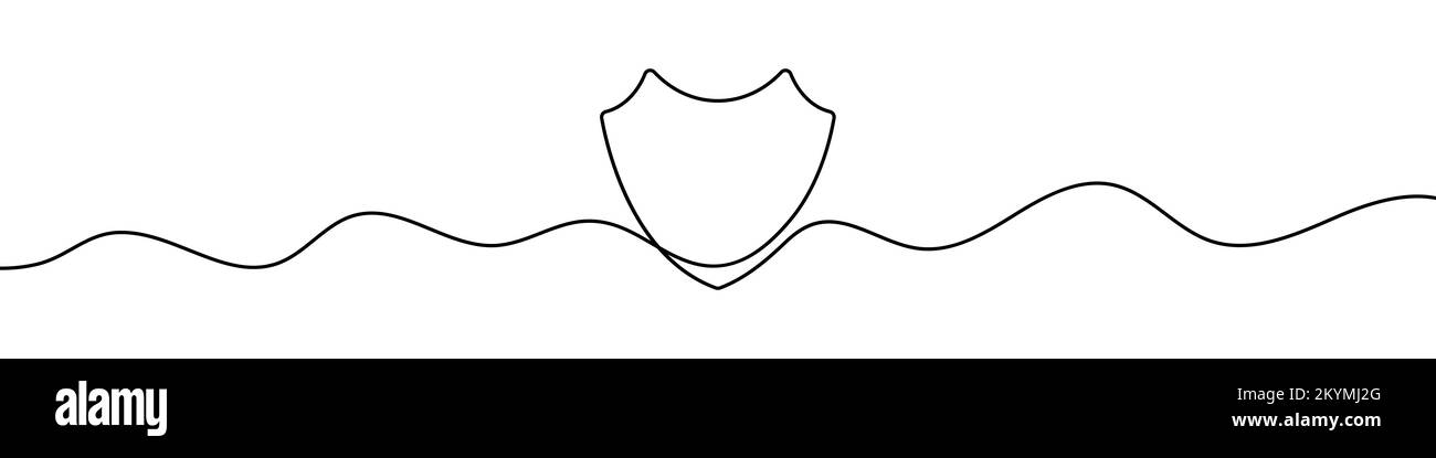 Shield in continuous line drawing style. Line art of a shield. Vector ...