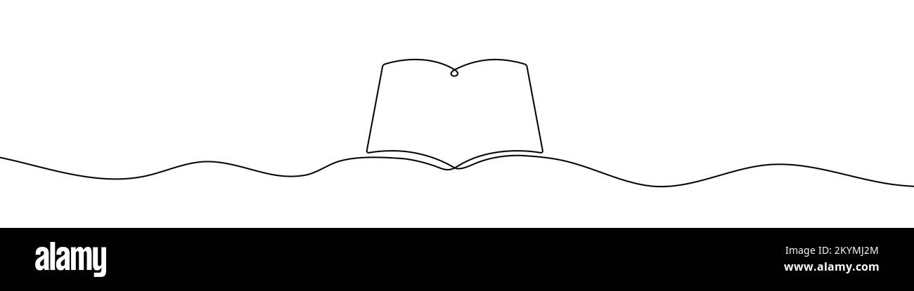 Book in continuous line drawing style. Line art of book icon. Vector ...