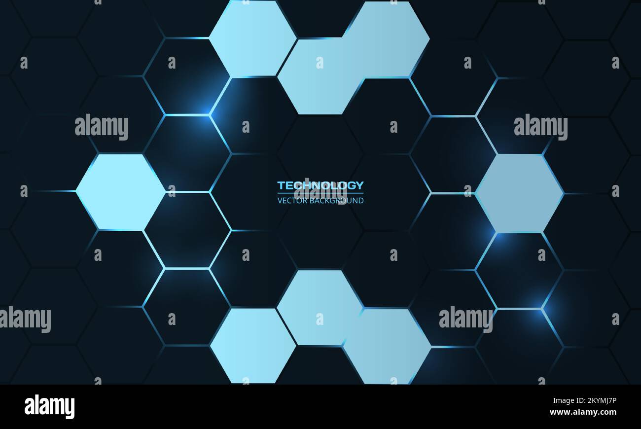Hexagonal technology dark blue abstract vector background. Blue bright ... Hexagonal technology dark blue abstract vector background. Blue bright ...