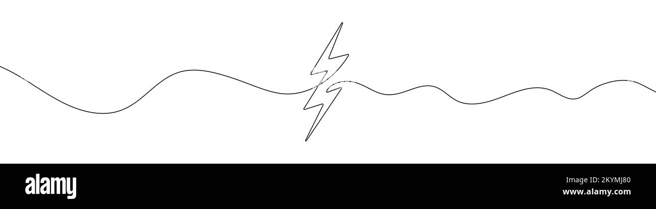 Lightning icon in continuous line drawing style. Line art of lightning ...