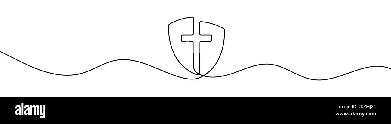 Church logo in continuous line drawing style. Line art of the church ...