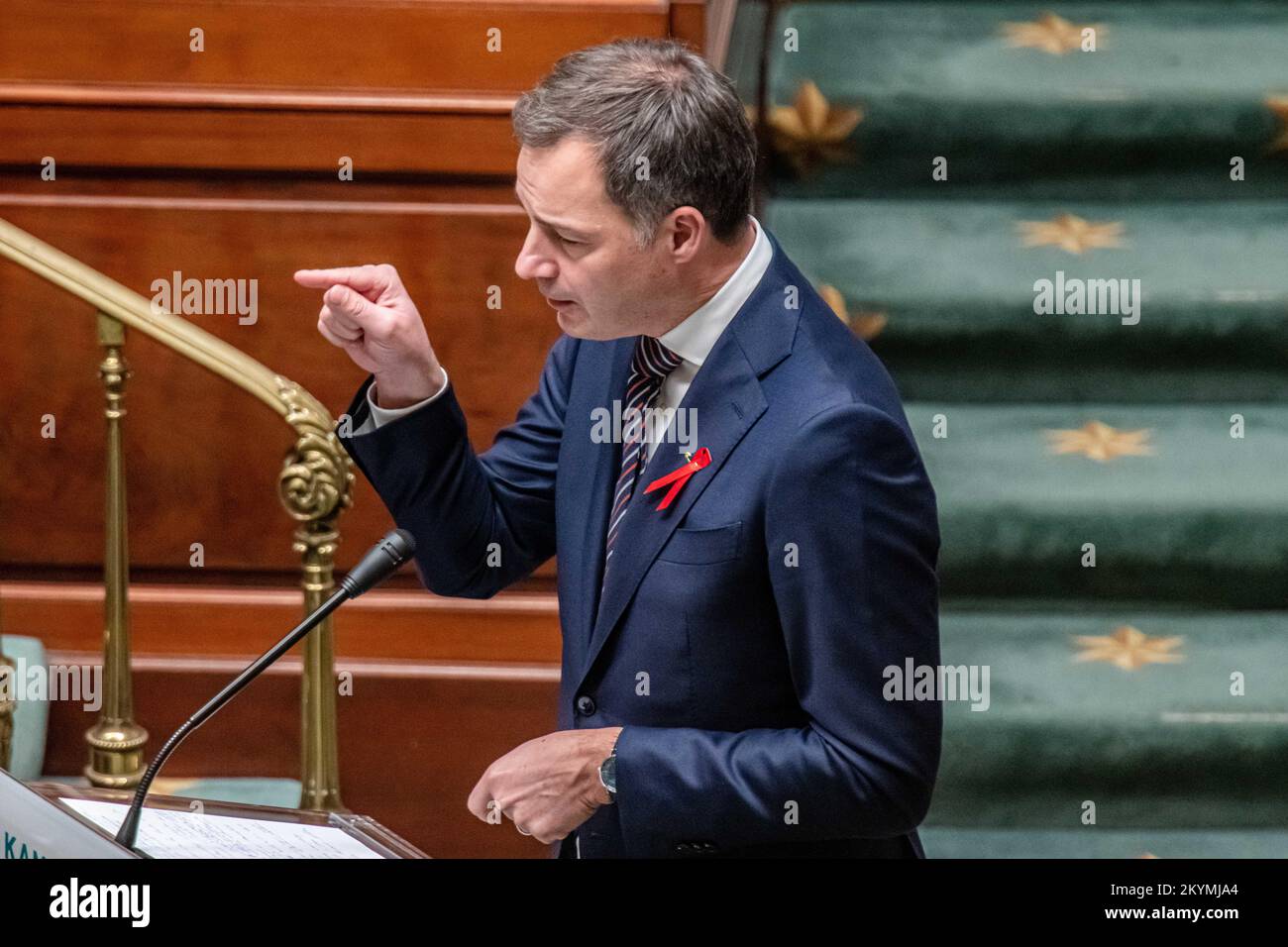 Prime Minister Alexander De Croo gestures during a plenary session of ...