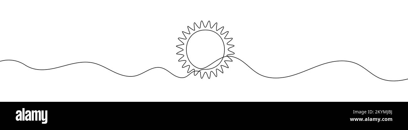 Sun icon in continuous line drawing style. Line art of sun icon. Vector ...