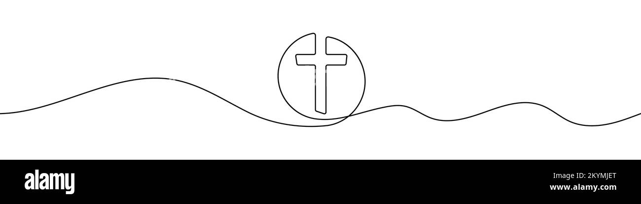 Church logo in continuous line drawing style. Line art of the church ...