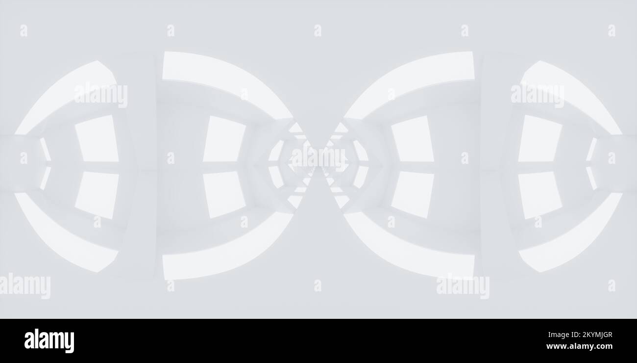 White abstract tunnel, 360 degree panorama, 3d rendering. Digital ...