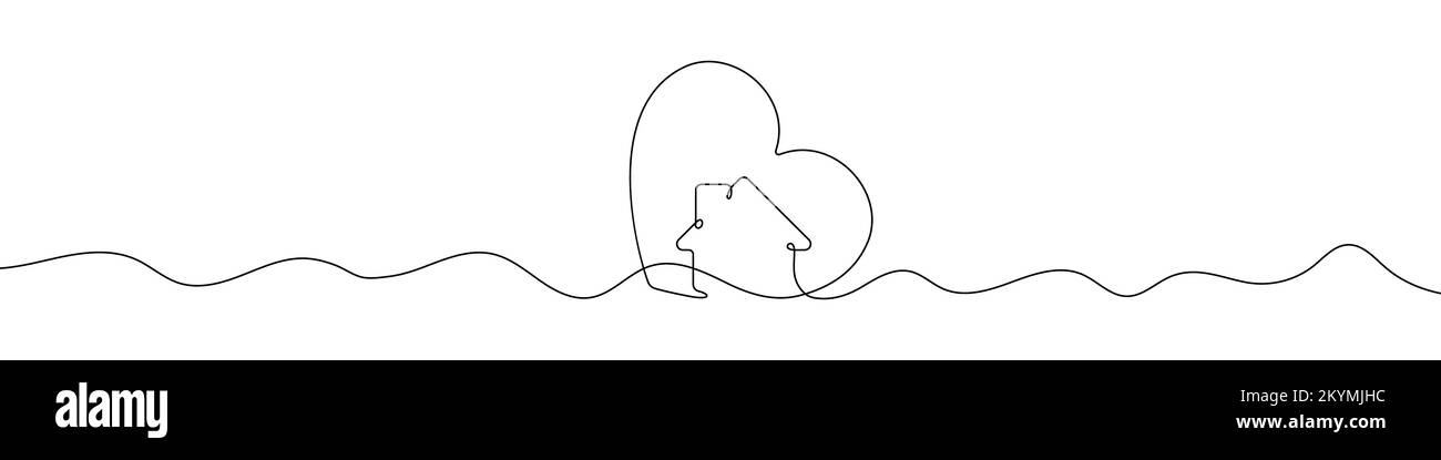 Love for home symbol in continuous line drawing style. Line art of ...