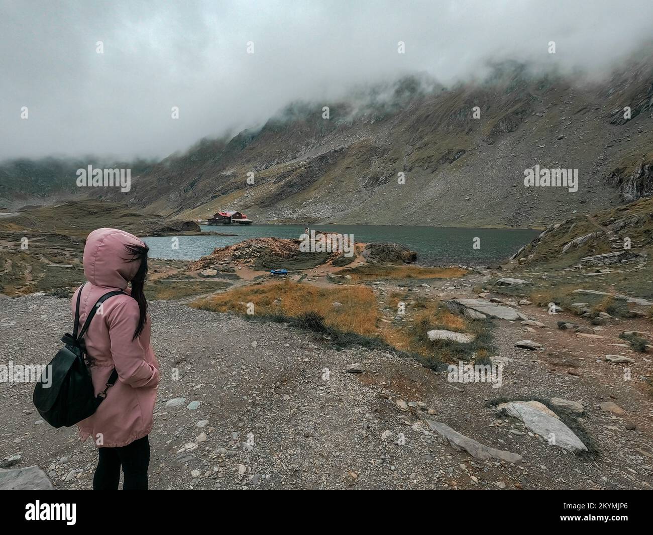 A view of the Transfagaras mountain road in the Fagaras mountains in ...