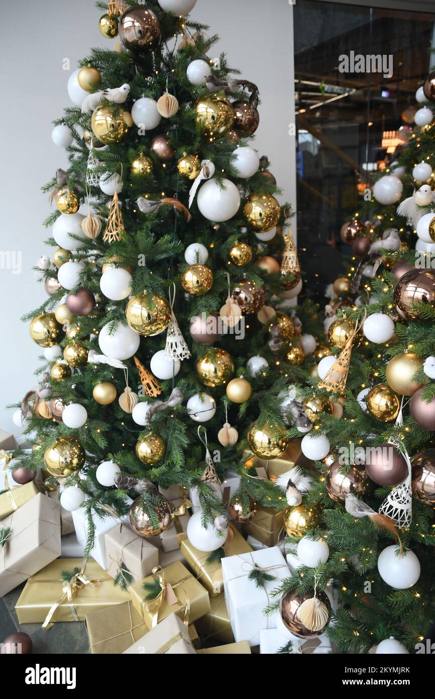 Copenhagen/Denmark/01.December 2022/ Decorated christmas tree in danish ...