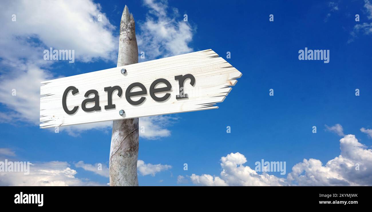 Career - wooden signpost with one arrow Stock Photo - Alamy