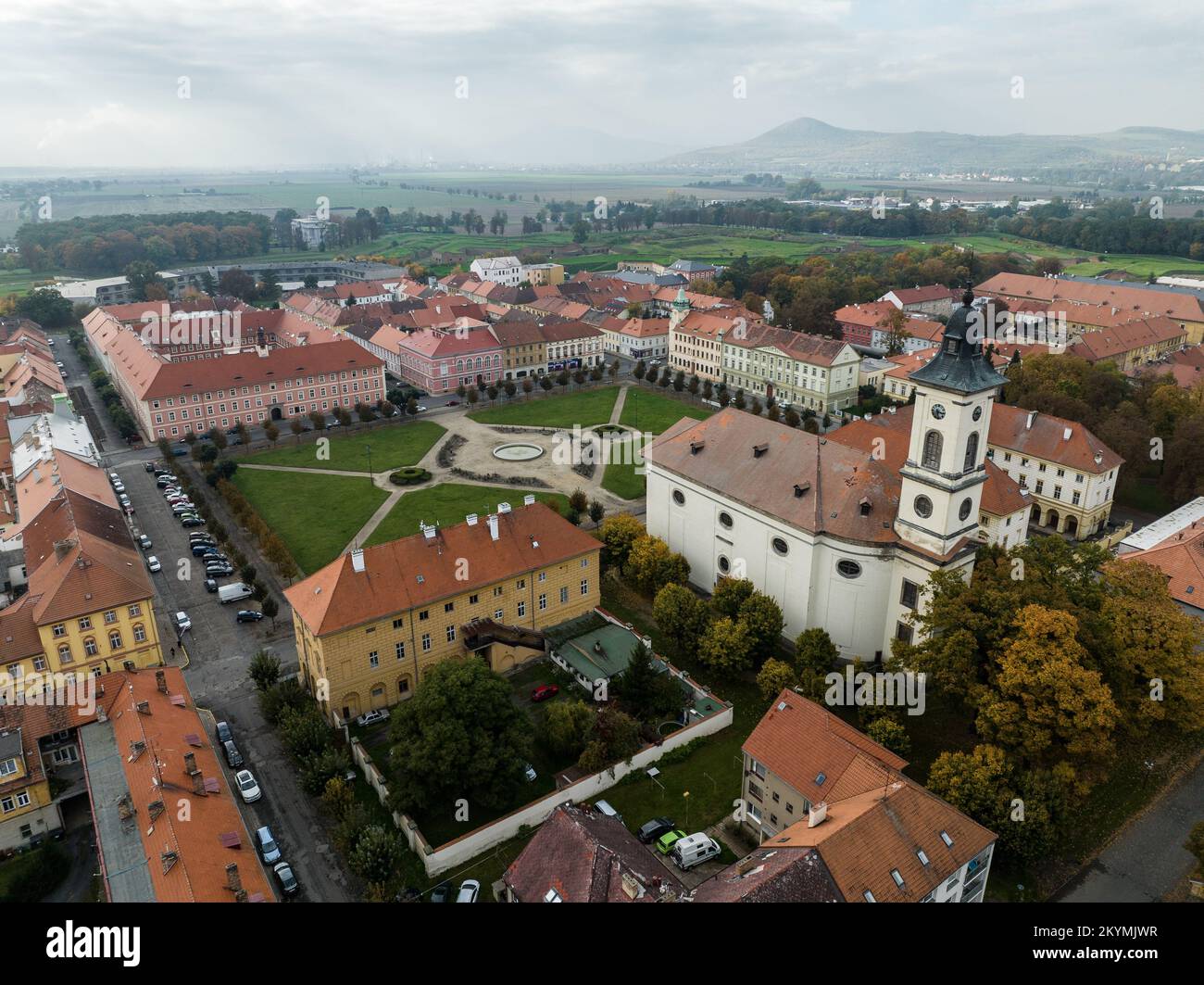 Aerial view of the historic center of Terezin in the Czech Republic ...