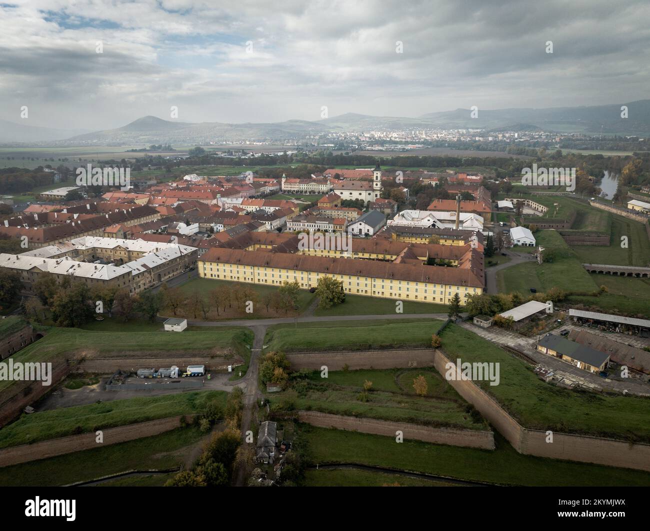 Aerial view of the historic center of Terezin in the Czech Republic ...