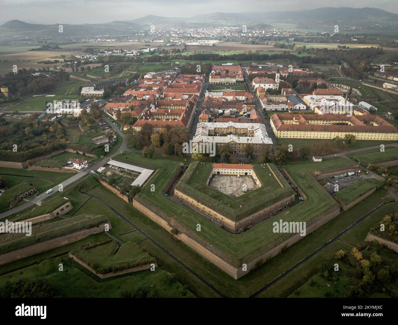 Aerial view of the historic center of Terezin in the Czech Republic ...