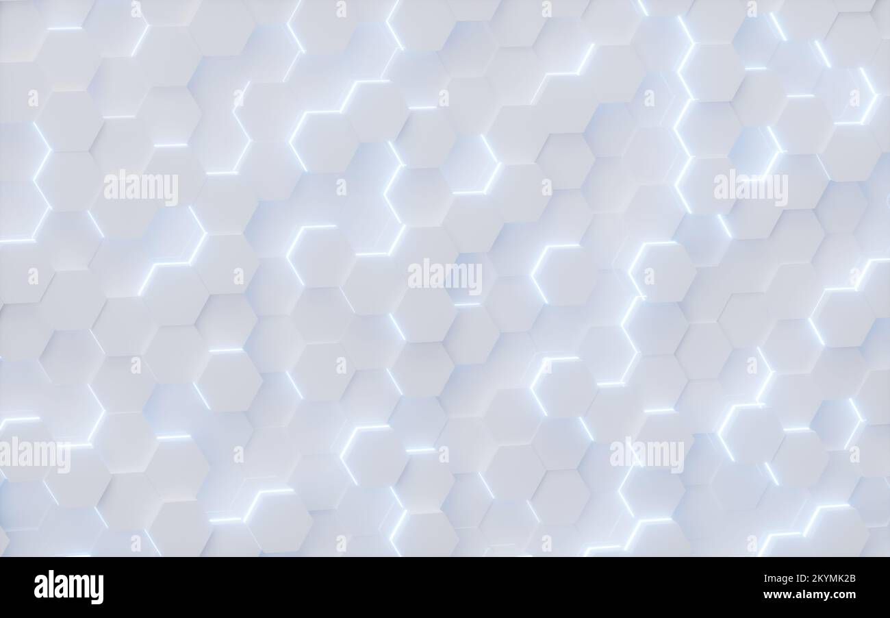 White hexagonal background pattern, 3d rendering. Digital drawing Stock ...