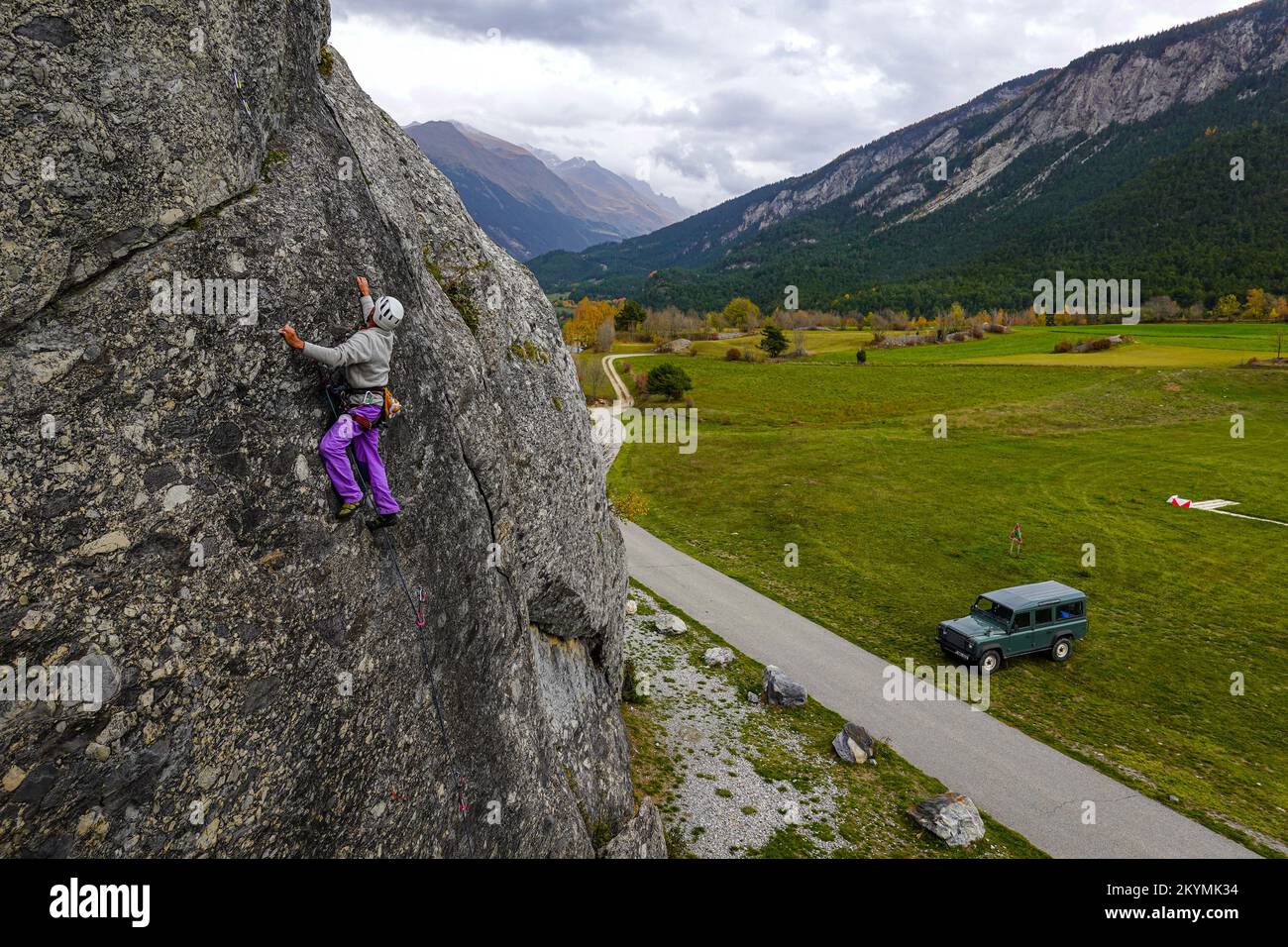 Older rock climber rock climbing at Sollieres, Maurienne, France Stock ...