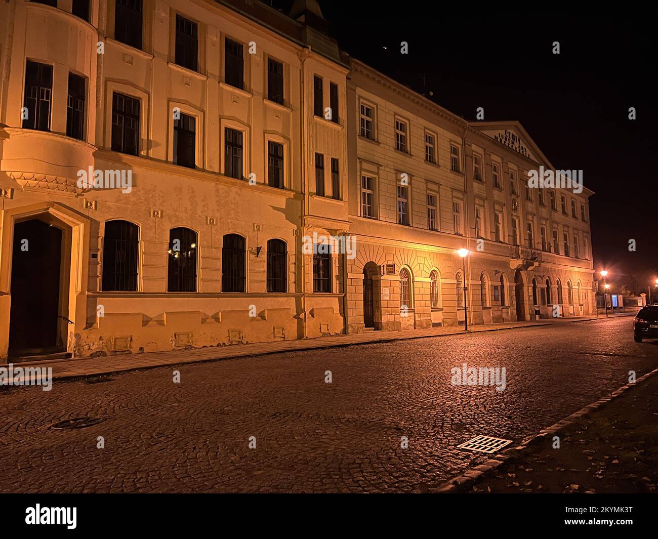 Night view of the city center of Terezin in the Czech Republic Stock ...