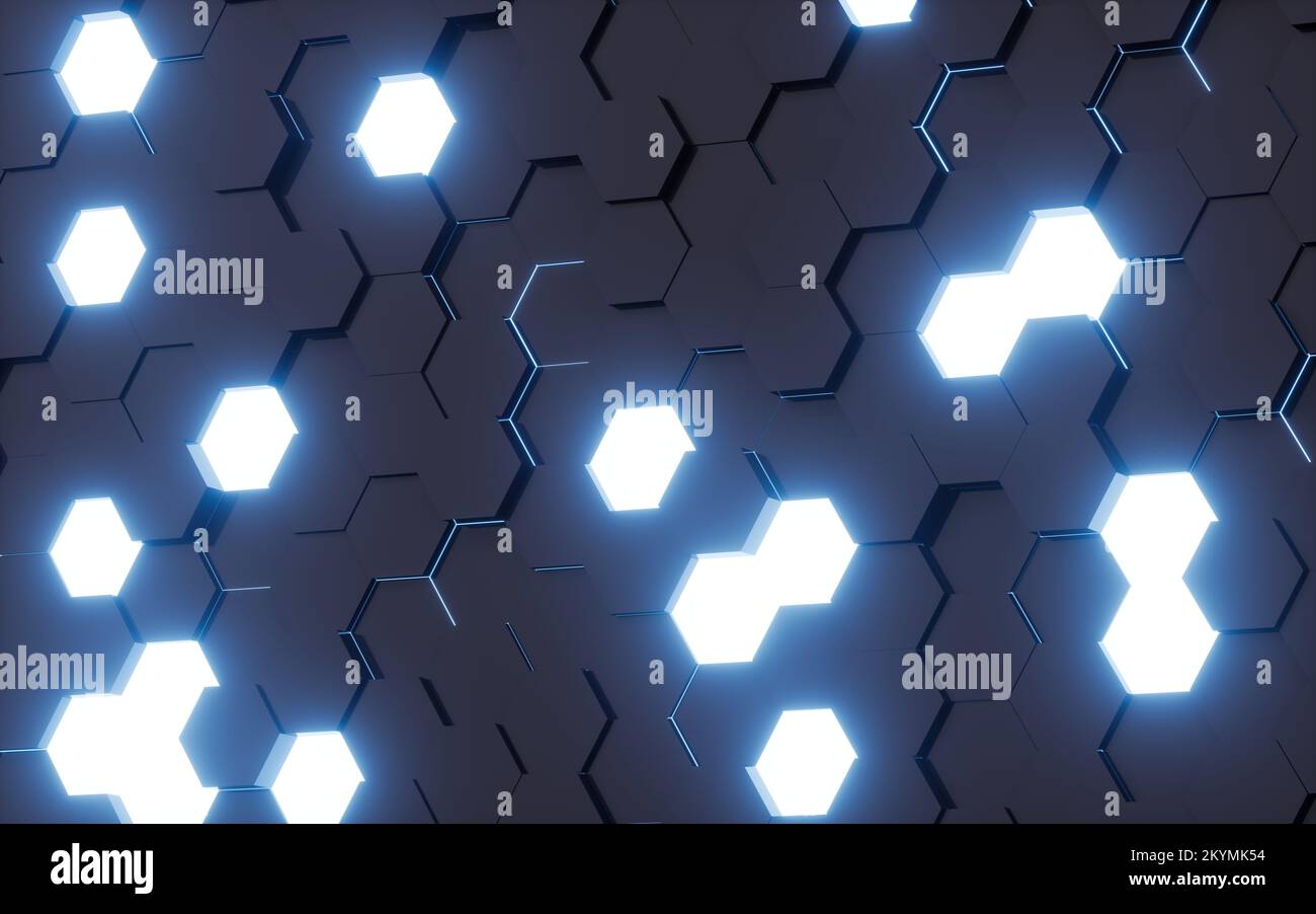 Blue hexagonal background pattern, 3d rendering. Digital drawing Stock ...