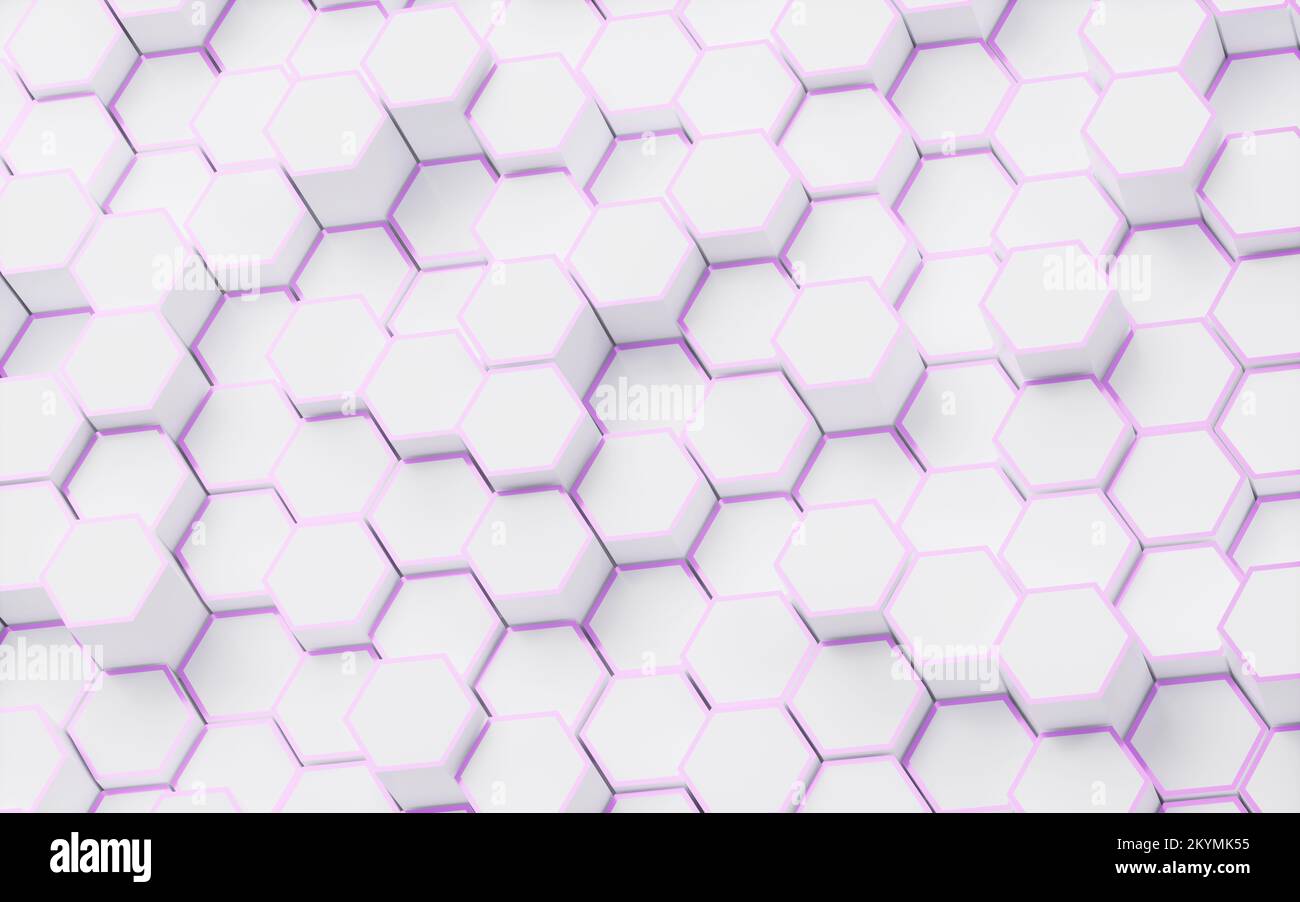 White hexagonal background pattern, 3d rendering. Digital drawing Stock ...