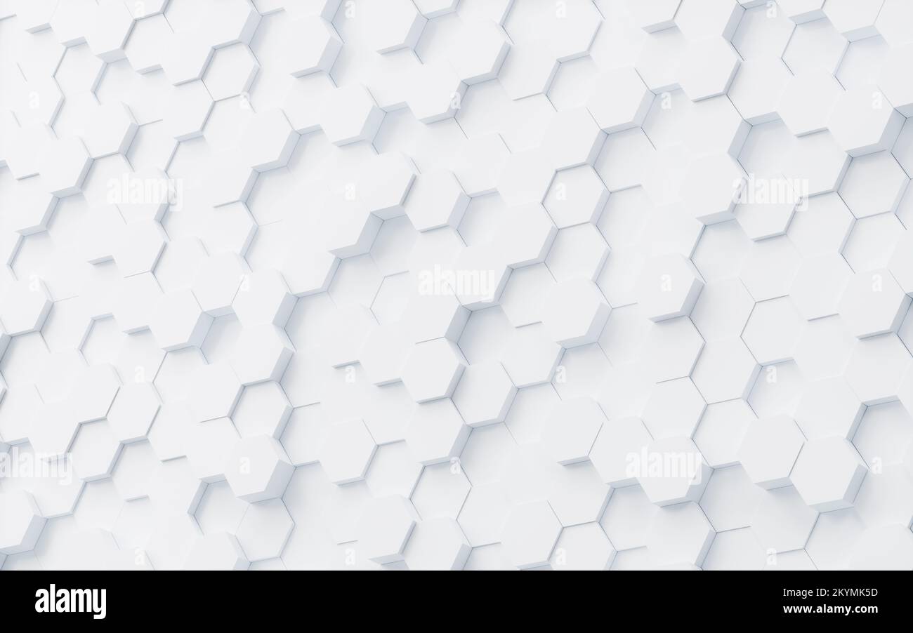 White hexagonal background pattern, 3d rendering. Digital drawing Stock ...