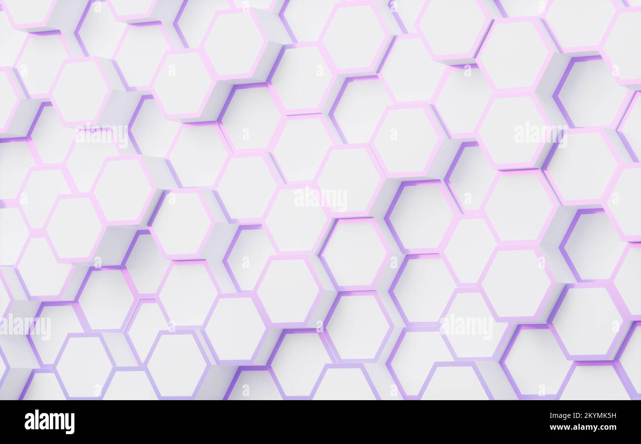 White hexagonal background pattern, 3d rendering. Digital drawing Stock ...